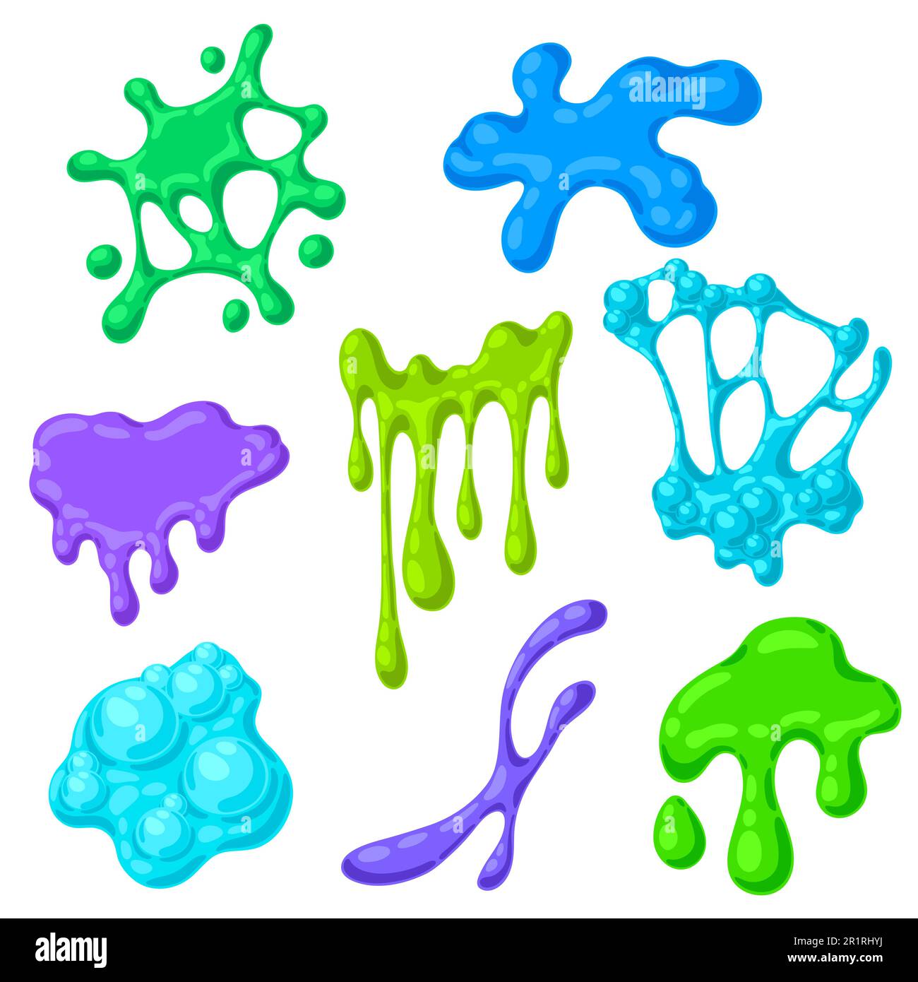 Blots and drips slime set. Toxic mucus smudges streaks and blotch Stock ...