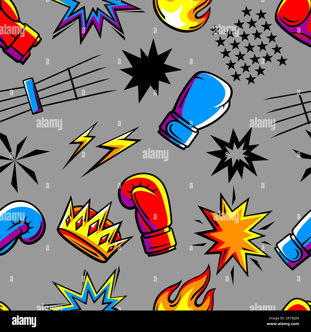 Pattern with boxing items. Box club illustration. Sport background in ...