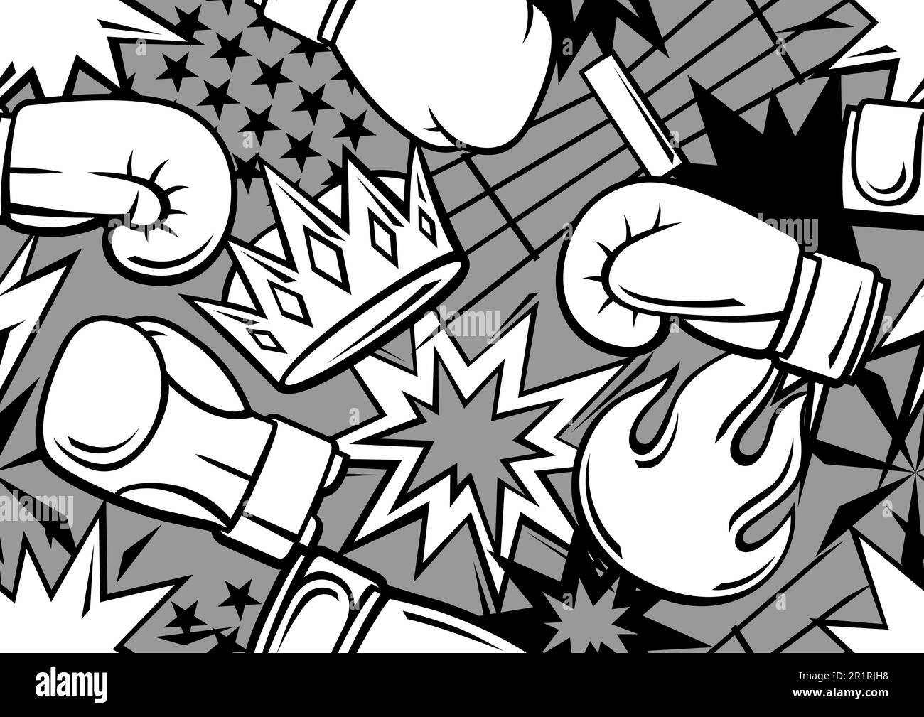 Pattern with boxing items. Box club illustration. Sport background in ...