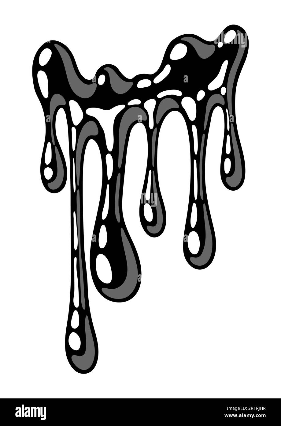 Dripping flowing slime. Toxic mucus smudges drips. Leaking paint streak ...