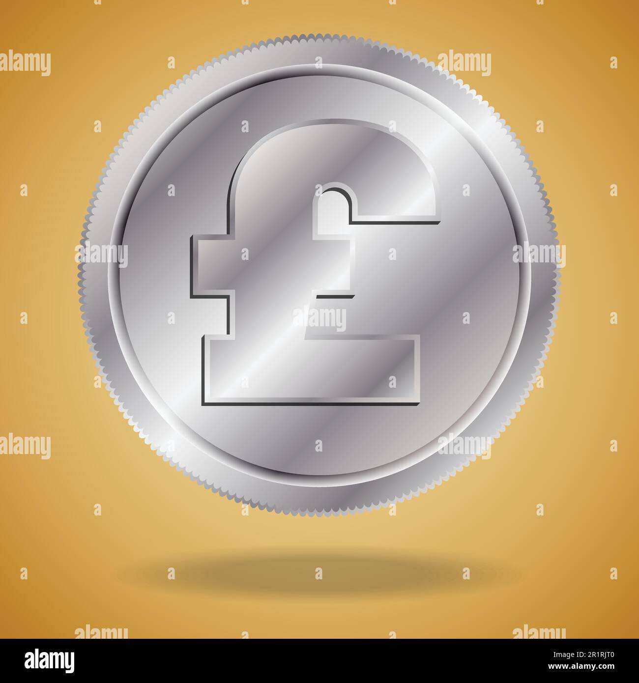 Modern concept with a british coin. Silver british pound with shadow on ...
