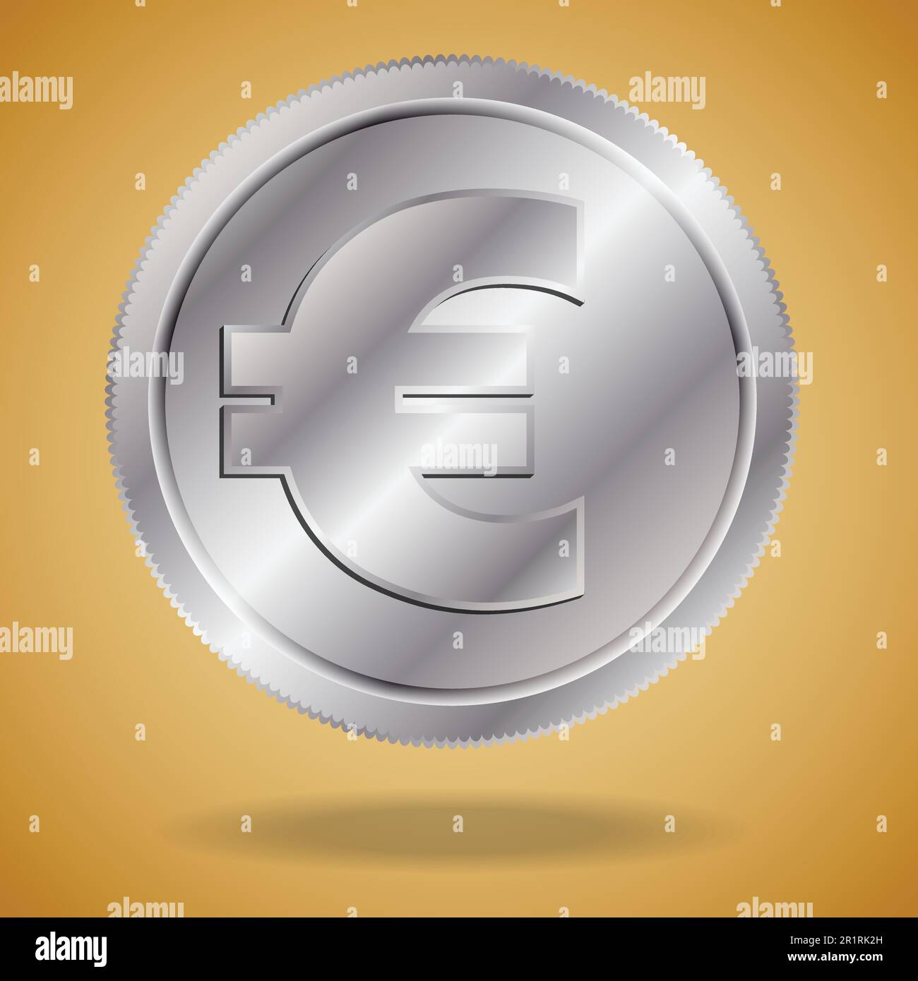 Modern concept with a european coin. Silver european euro with shadow ...