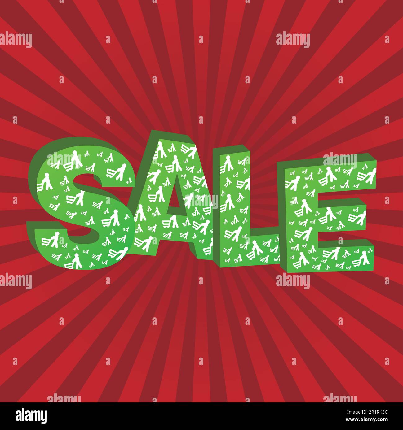 The concept of seasonal sales in the store. 3D green text sale with ...