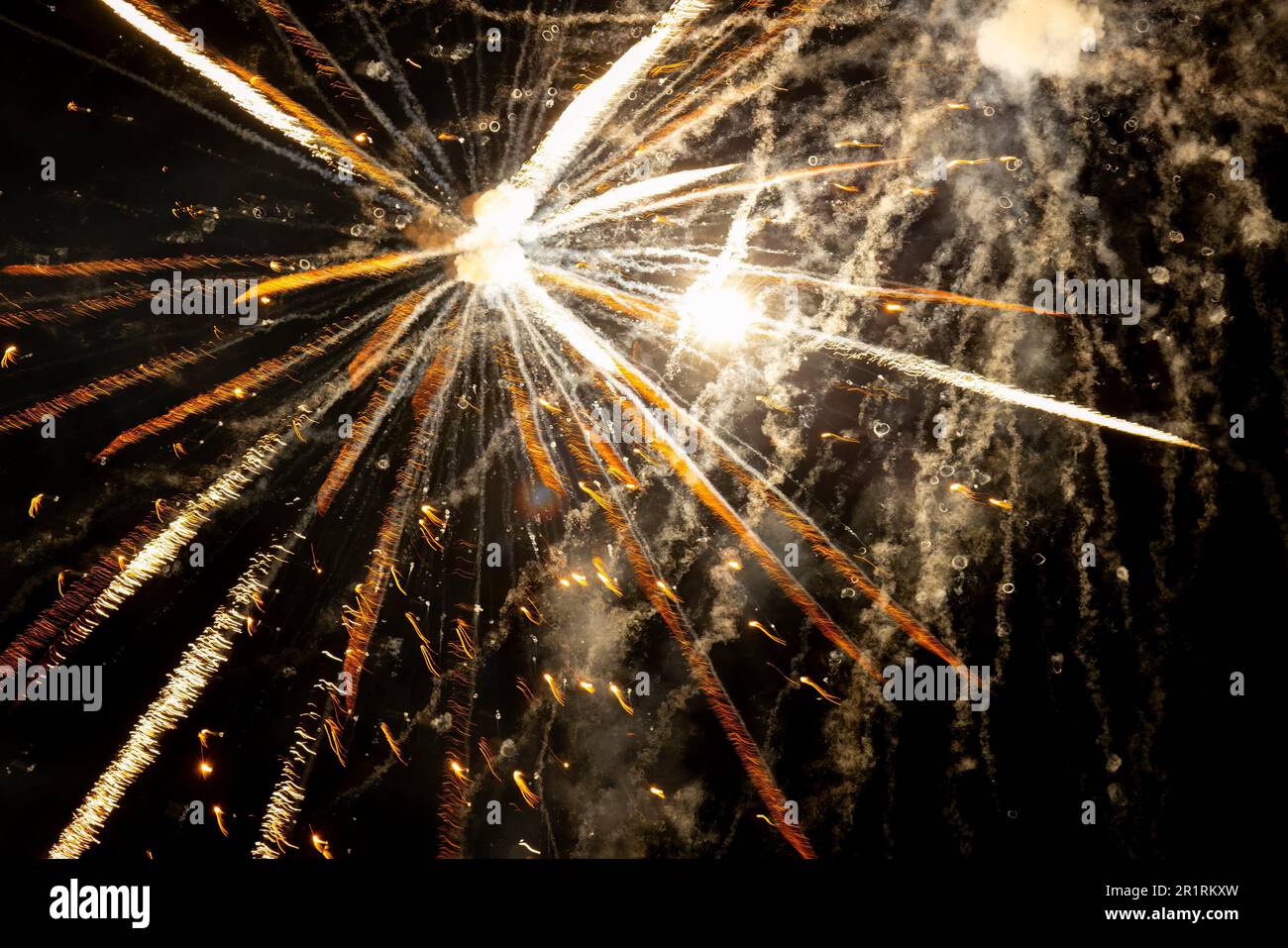 celebration with fireworks show at night Stock Photo - Alamy