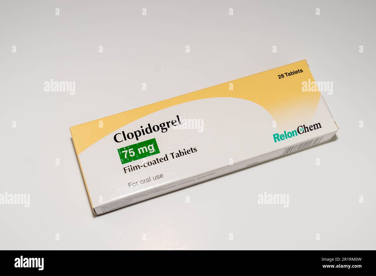 Photo of a box of clopidogrel tablets 75 mg. Clopidogrel is an ...