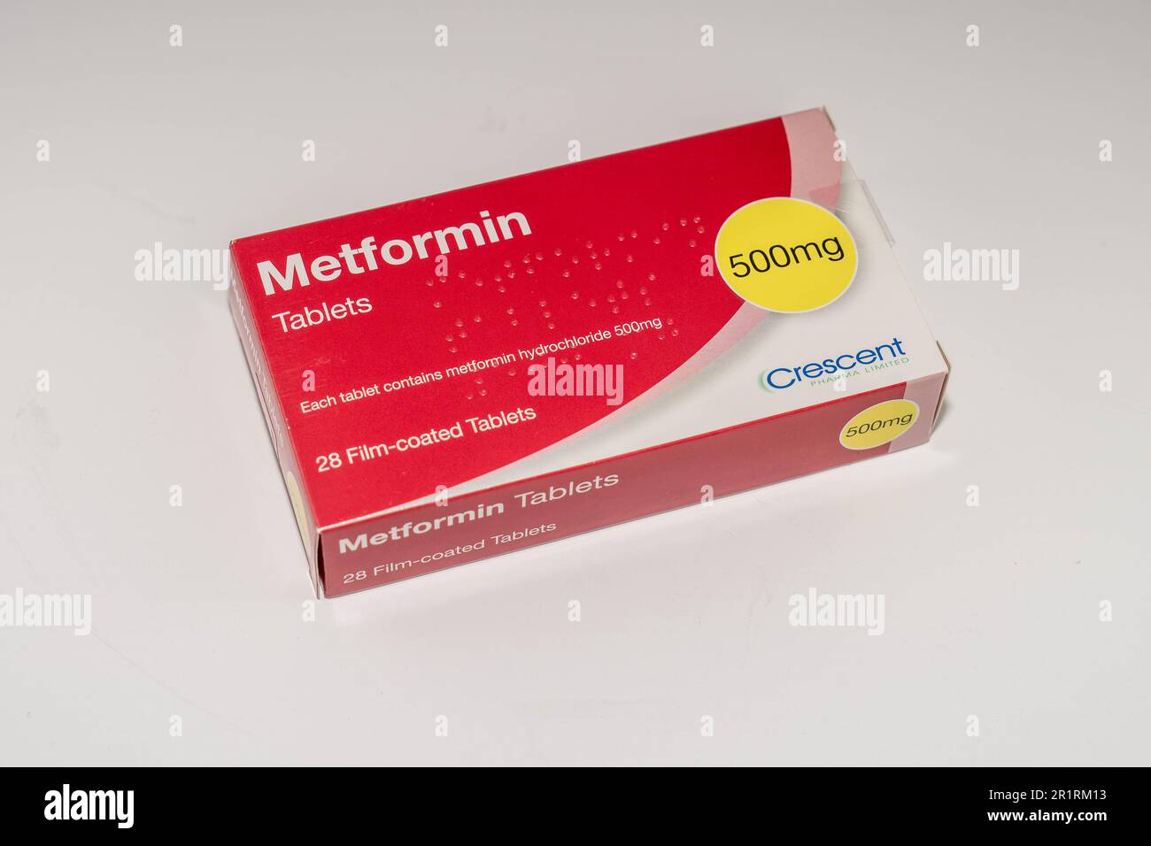 Photo of a box of Crescent Pharma Metformin 500mg tablets. Used to ...