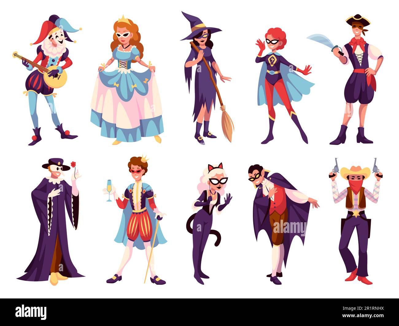 Masquerade costumes people. Funny men and women in holiday carnival ...