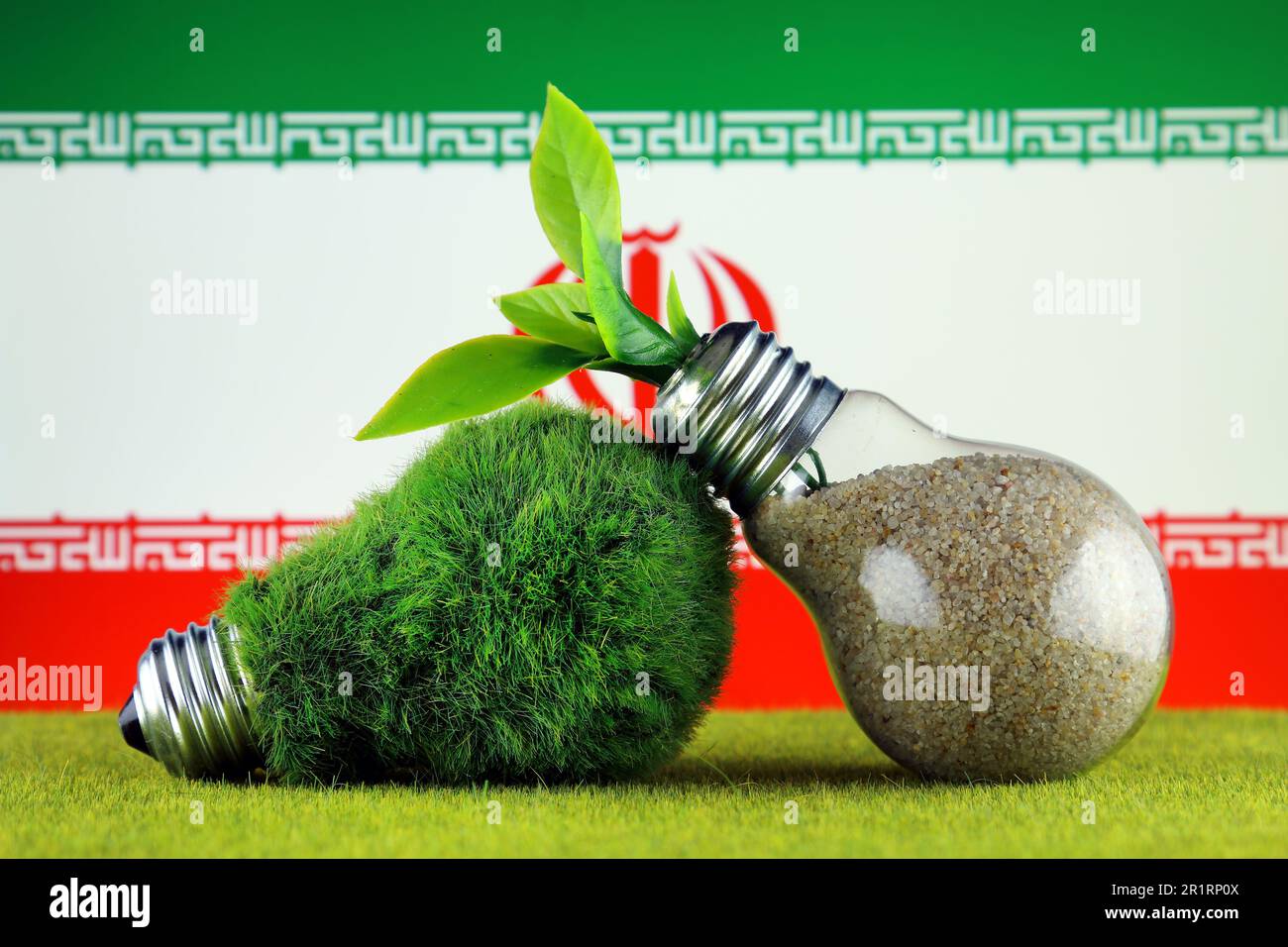 Green eco light bulb with grass, plant growing inside the light bulb ...