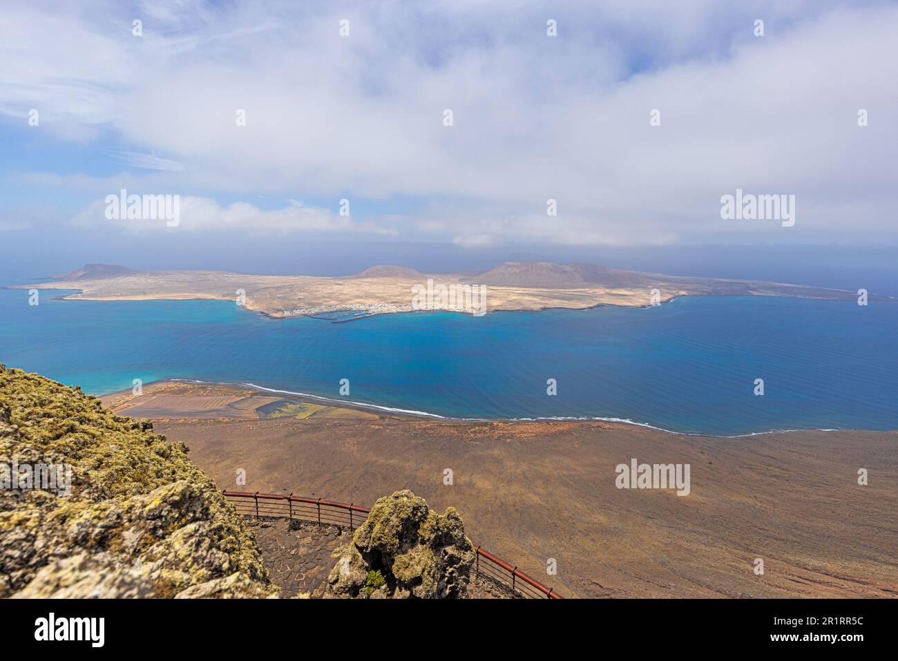 View of Loa Graciosa island off Lanzarote from Mirador del Rio ...