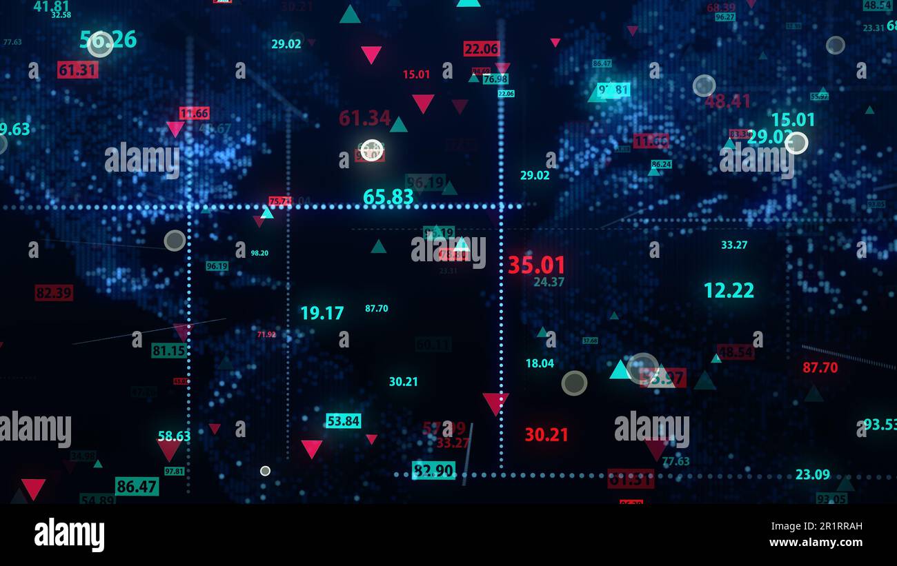 3d rendering of stock market data on digital earth map background ...