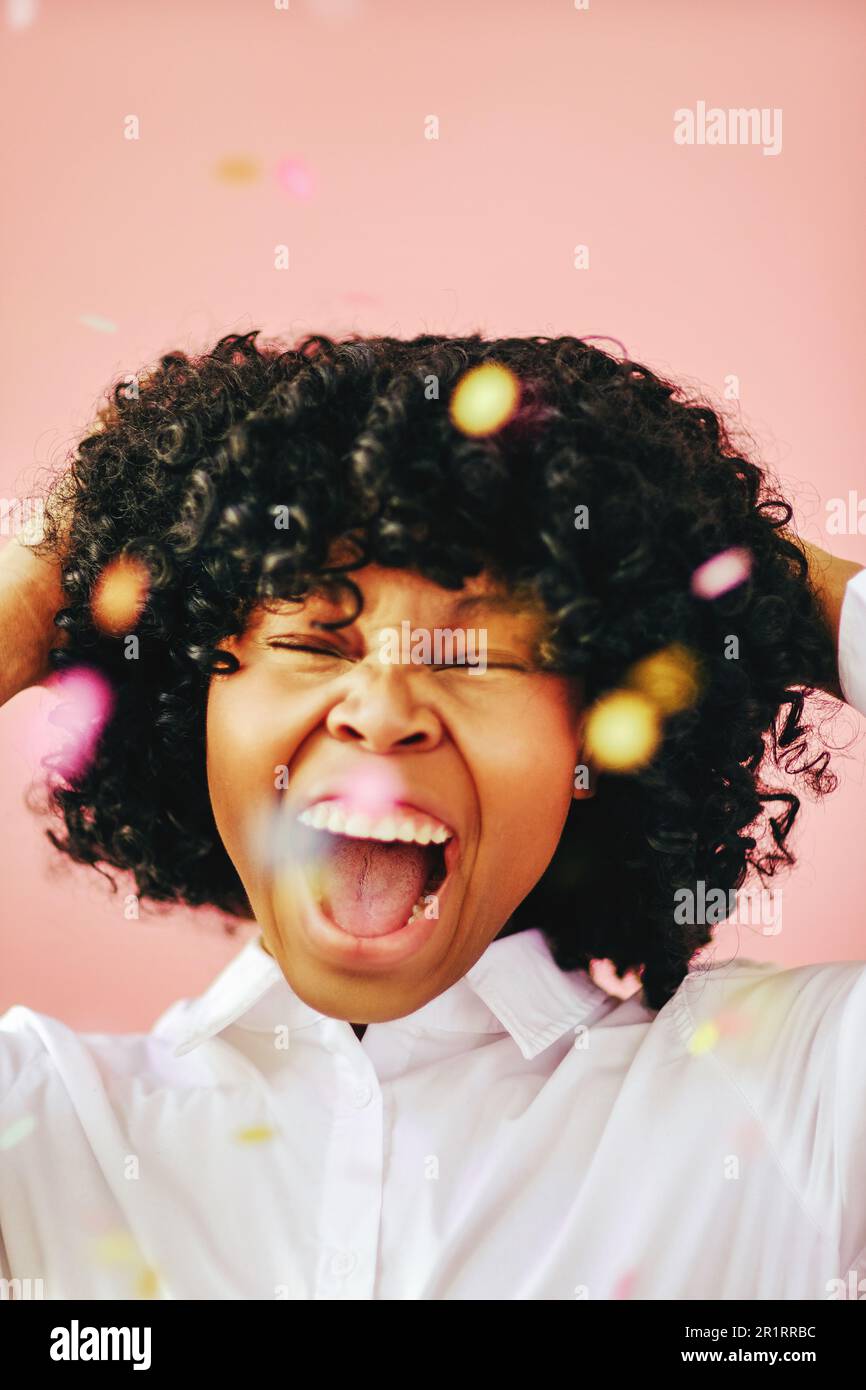 Happiness closeup portrait of cheerful beautiful black young adult ...