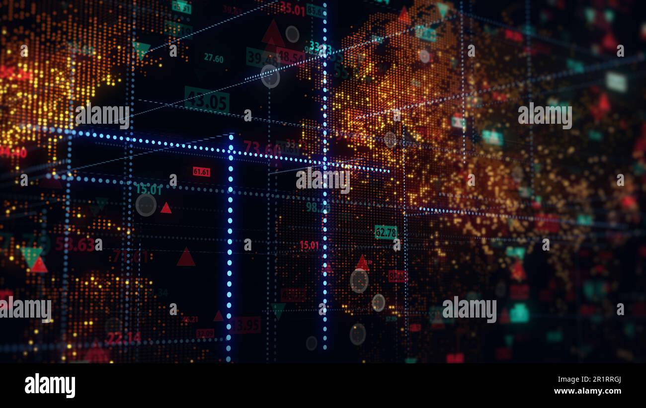 3d rendering of stock market data on digital earth map background ...