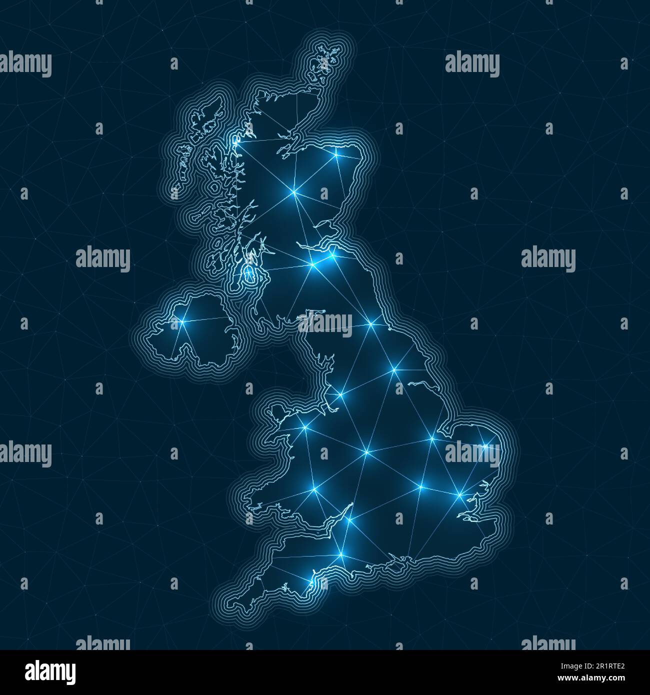 United Kingdom network map. Abstract geometric map of the country ...