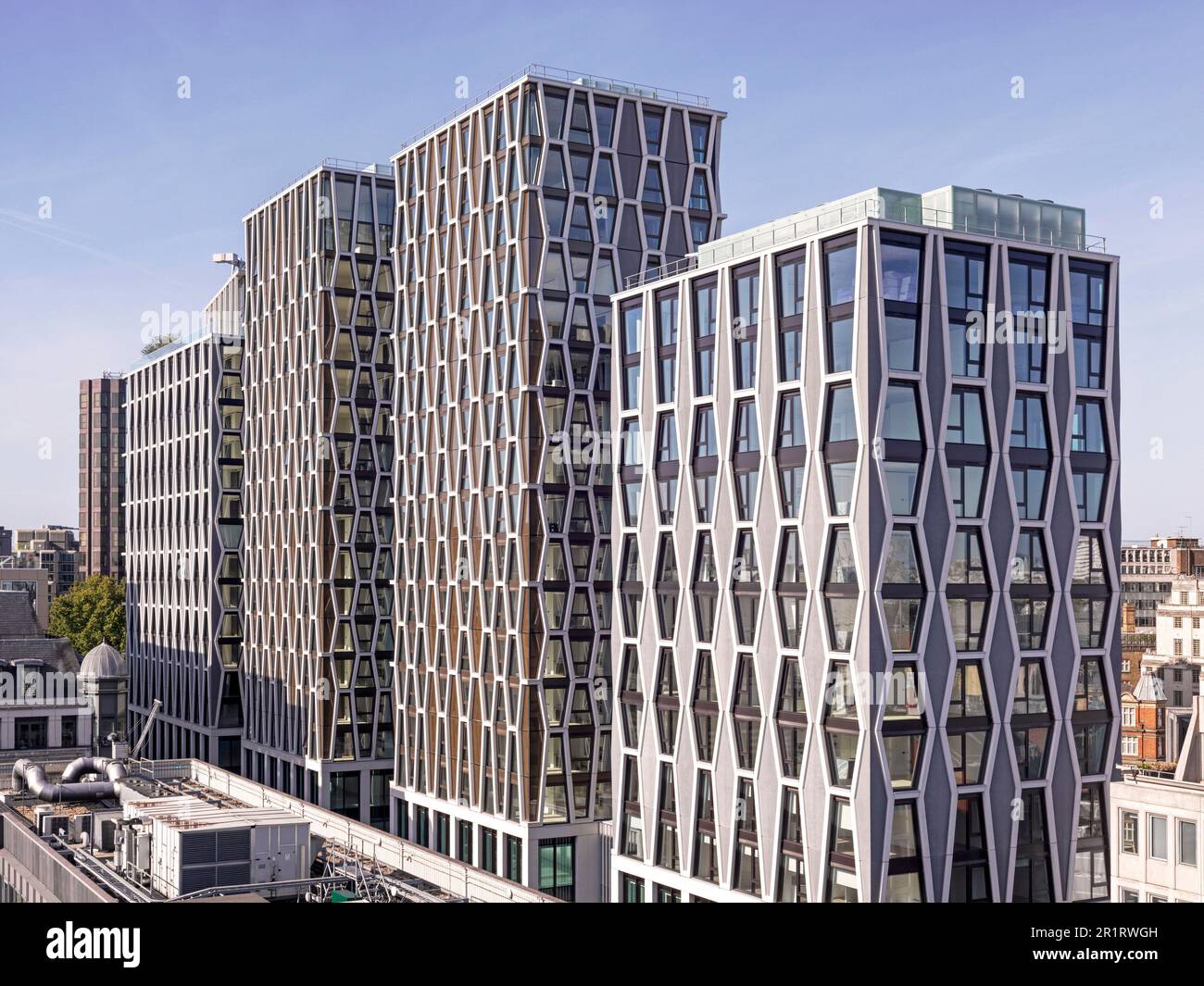 Elevated view of Broadway Building facades. The Broadway, London ...