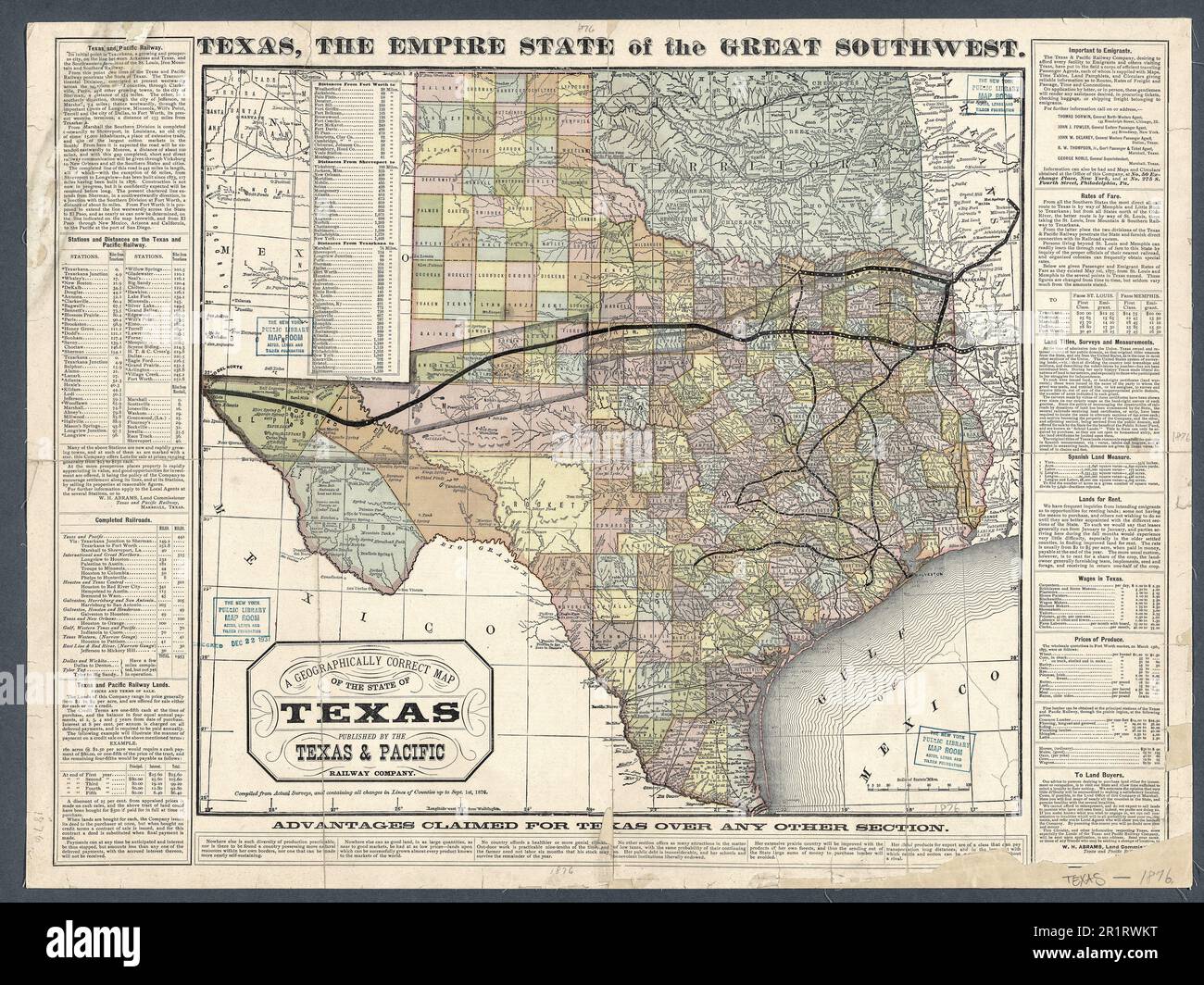Texas pacific railway map hi-res stock photography and images - Alamy