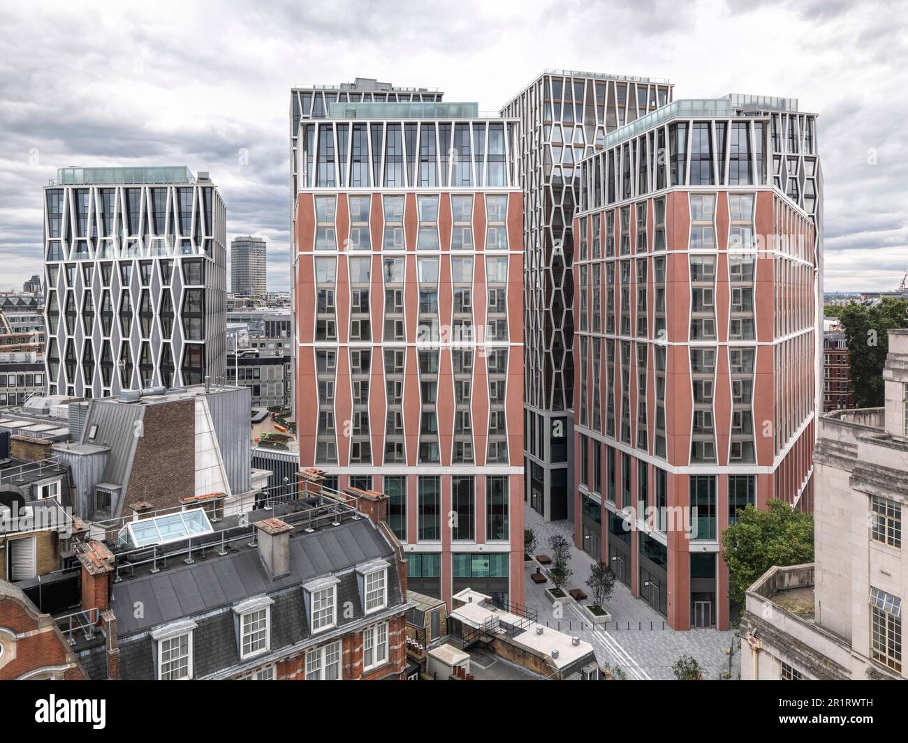 Elevated view of building complex. The Broadway, London, United Kingdom ...