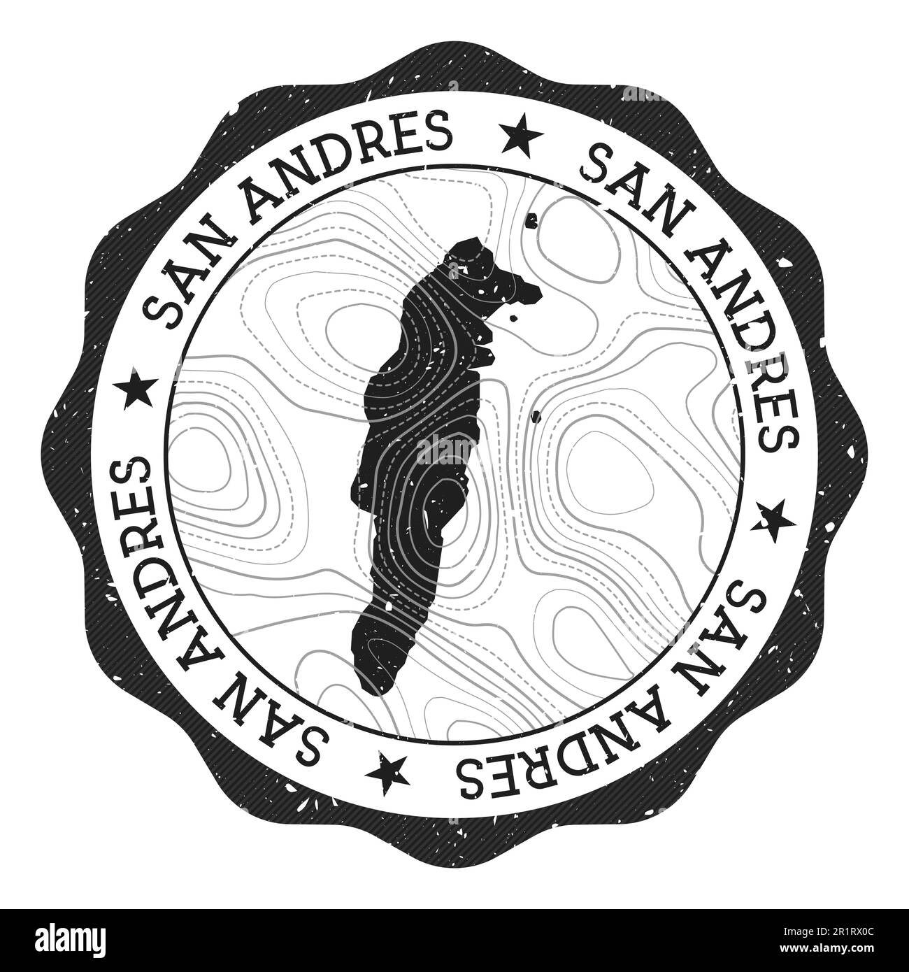 San Andres outdoor stamp. Round sticker with map of island with ...