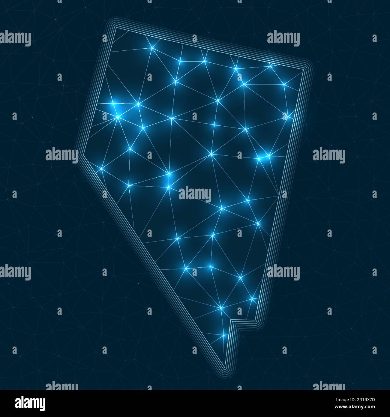 Nevada network map. Abstract geometric map of the US state. Digital ...