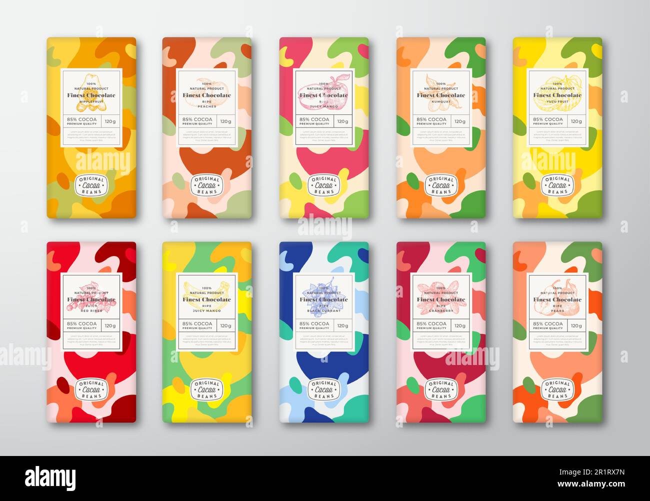 Chocolate Label Template Set. Abstract Shapes Vector Packaging Design ...