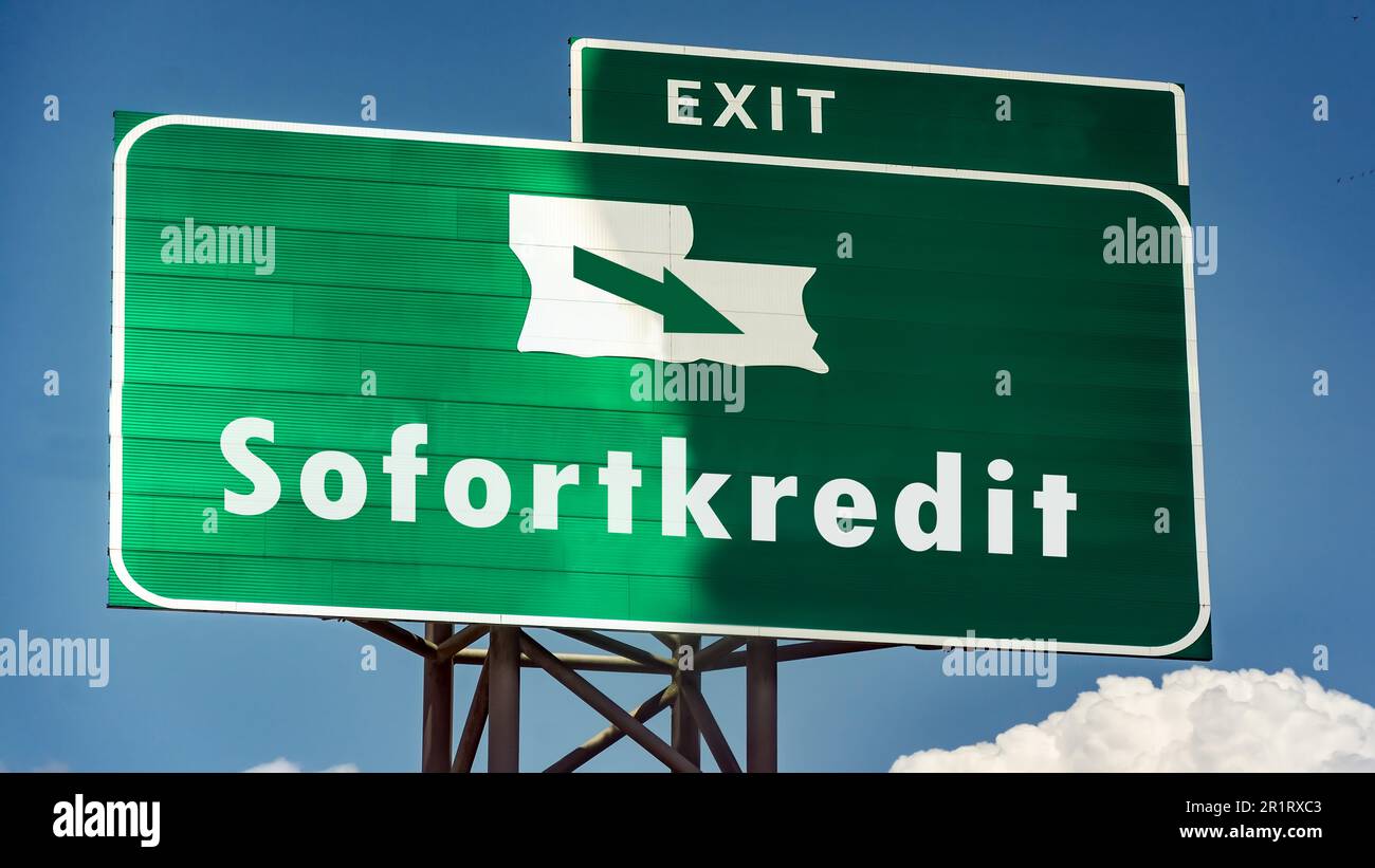 Signposts with the direct way to Instant Credit Stock Photo - Alamy