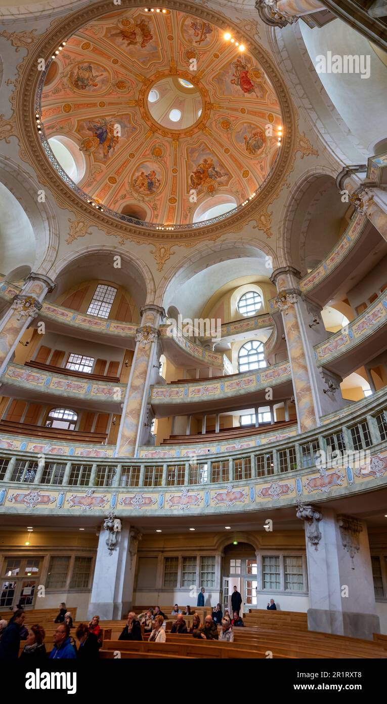 interior with dome and galleries of the "Frauenkirche (Church of Our ...