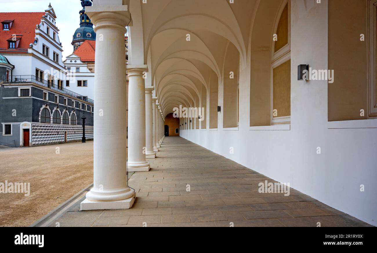 view along the pillars of the long passageway (Langer Gang) in the ...