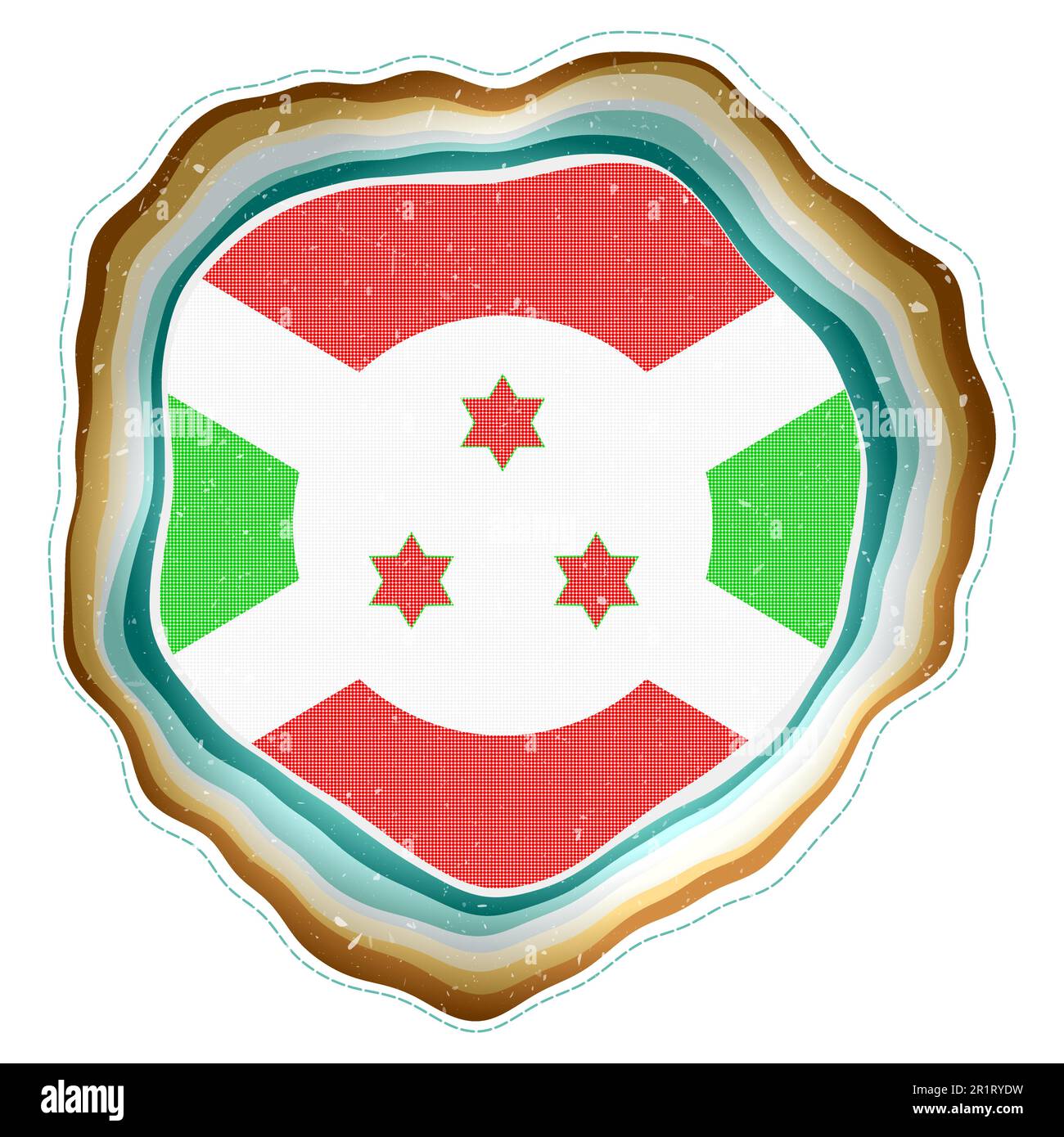 Burundi flag in frame. Badge of the country. Layered circular sign ...