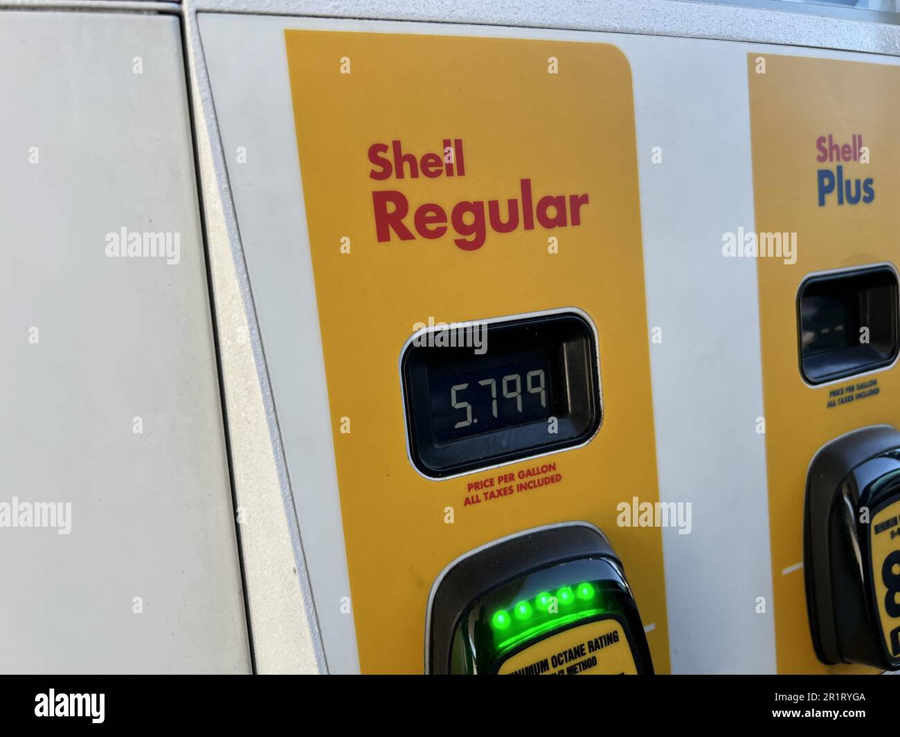 United States. 15th Nov, 2022. Close-up up gas pump showing high ...