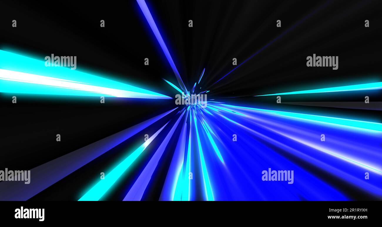 A tunnel of multi-colored blue and white moving light strips and ice ...