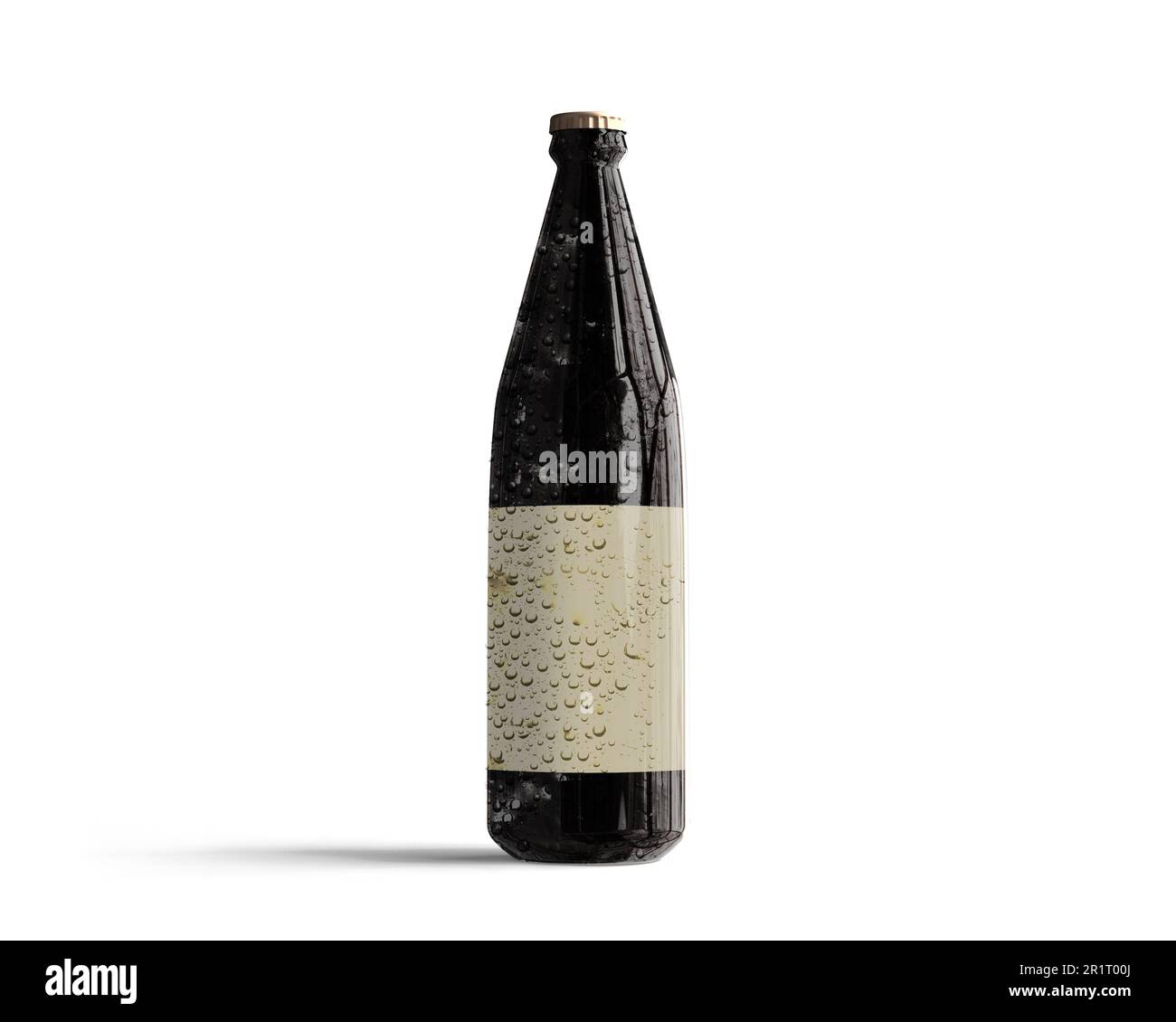 Blank black beer bottle mockup label, isolated. Dark alcohol beverage ...