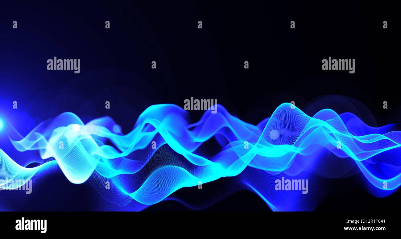 Abstract background blue wave from futuristic hi-tech waves dots pixel ...