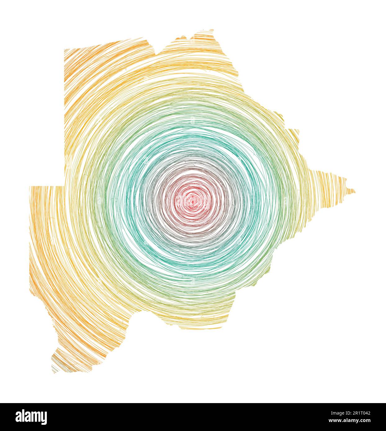 Botswana map filled with concentric circles. Sketch style circles in ...