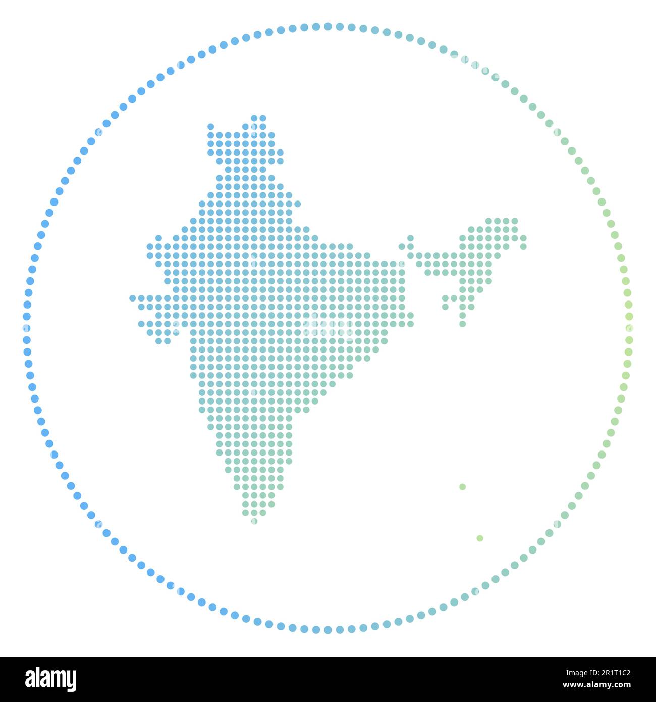 India digital badge. Dotted style map of India in circle. Tech icon of ...