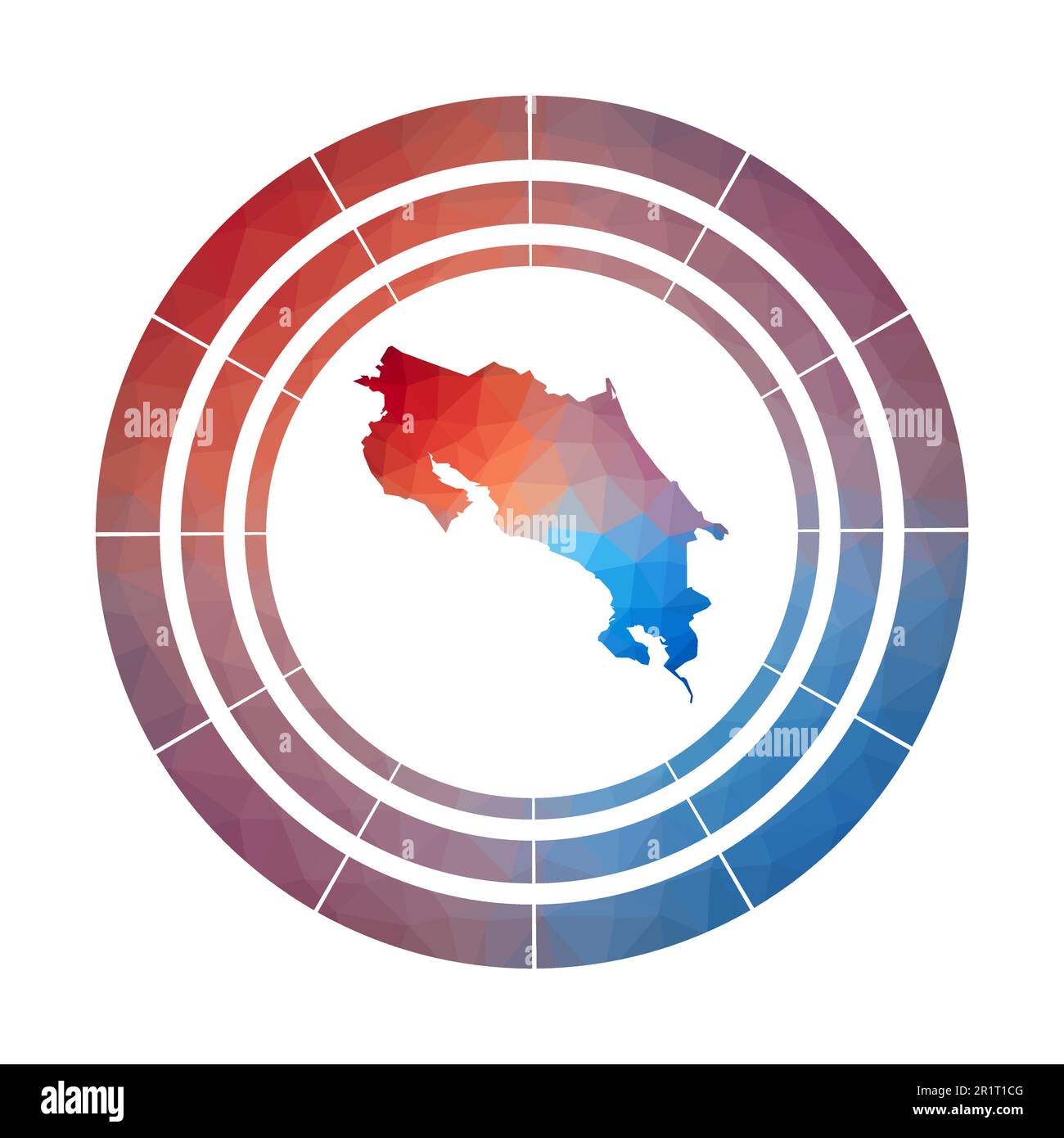 Costa Rica badge. Bright gradient logo of country in low poly style ...