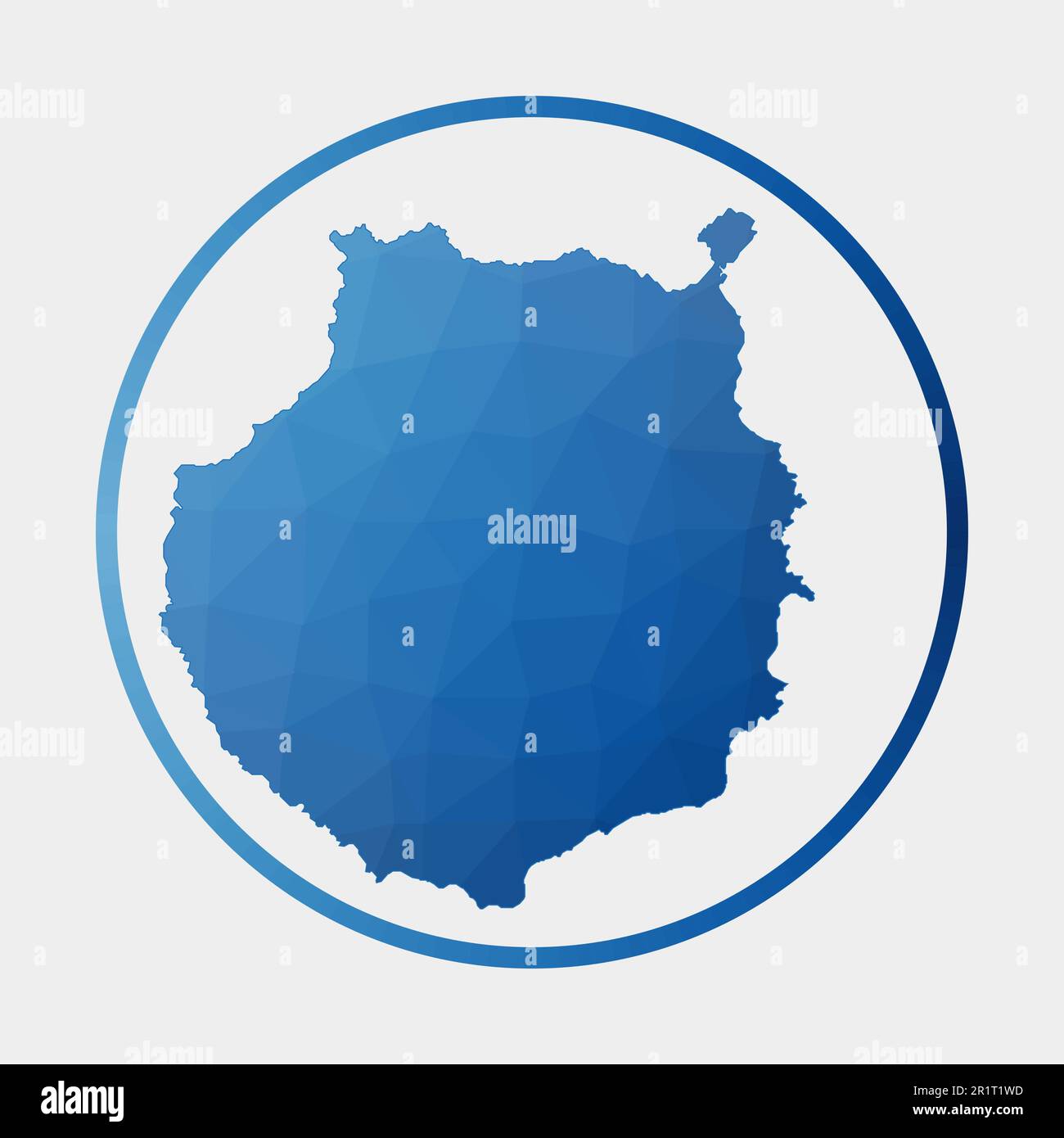Gran Canaria icon. Polygonal map of the island in gradient ring. Round ...