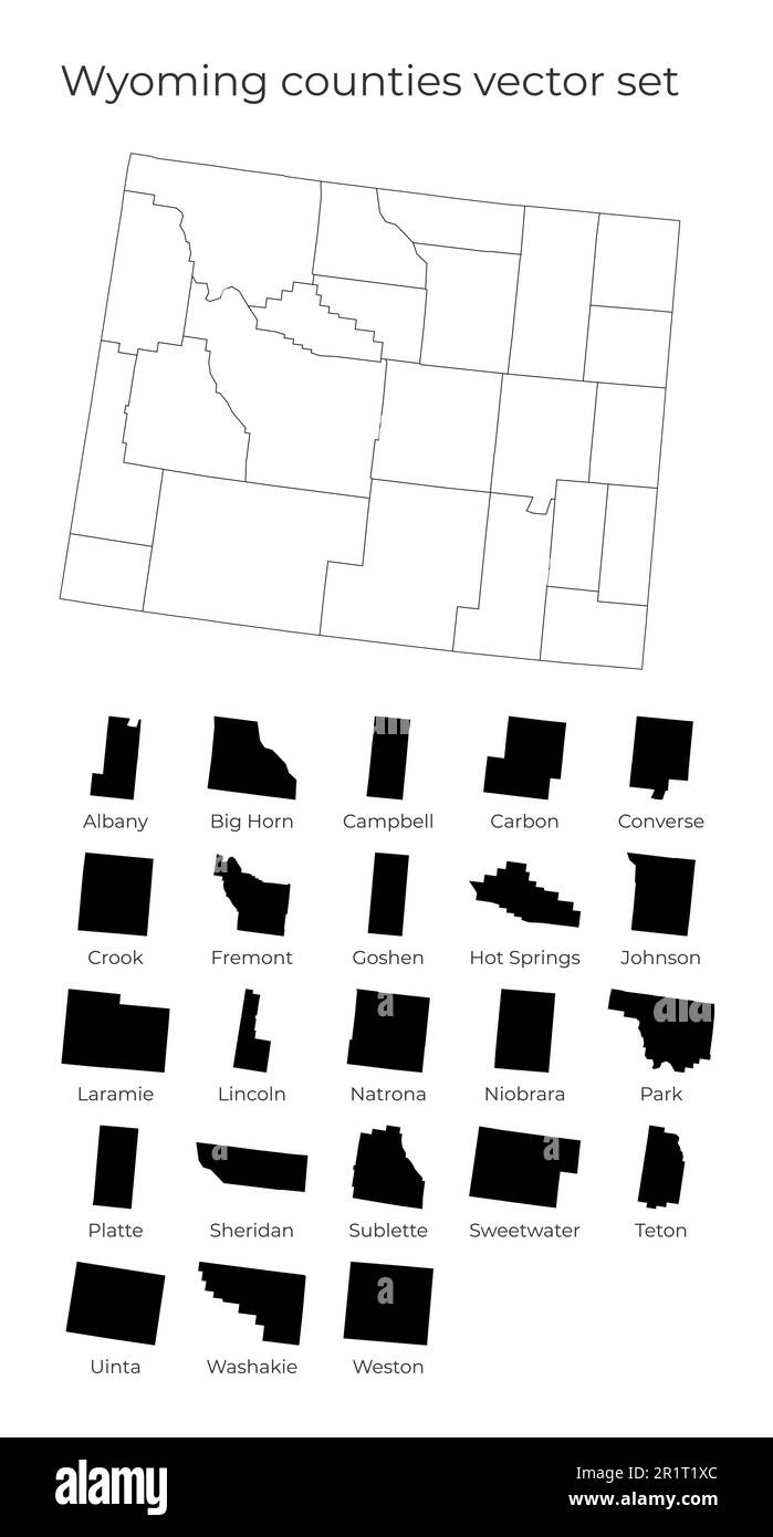 Wyoming map with shapes of regions. Blank vector map of the US State ...