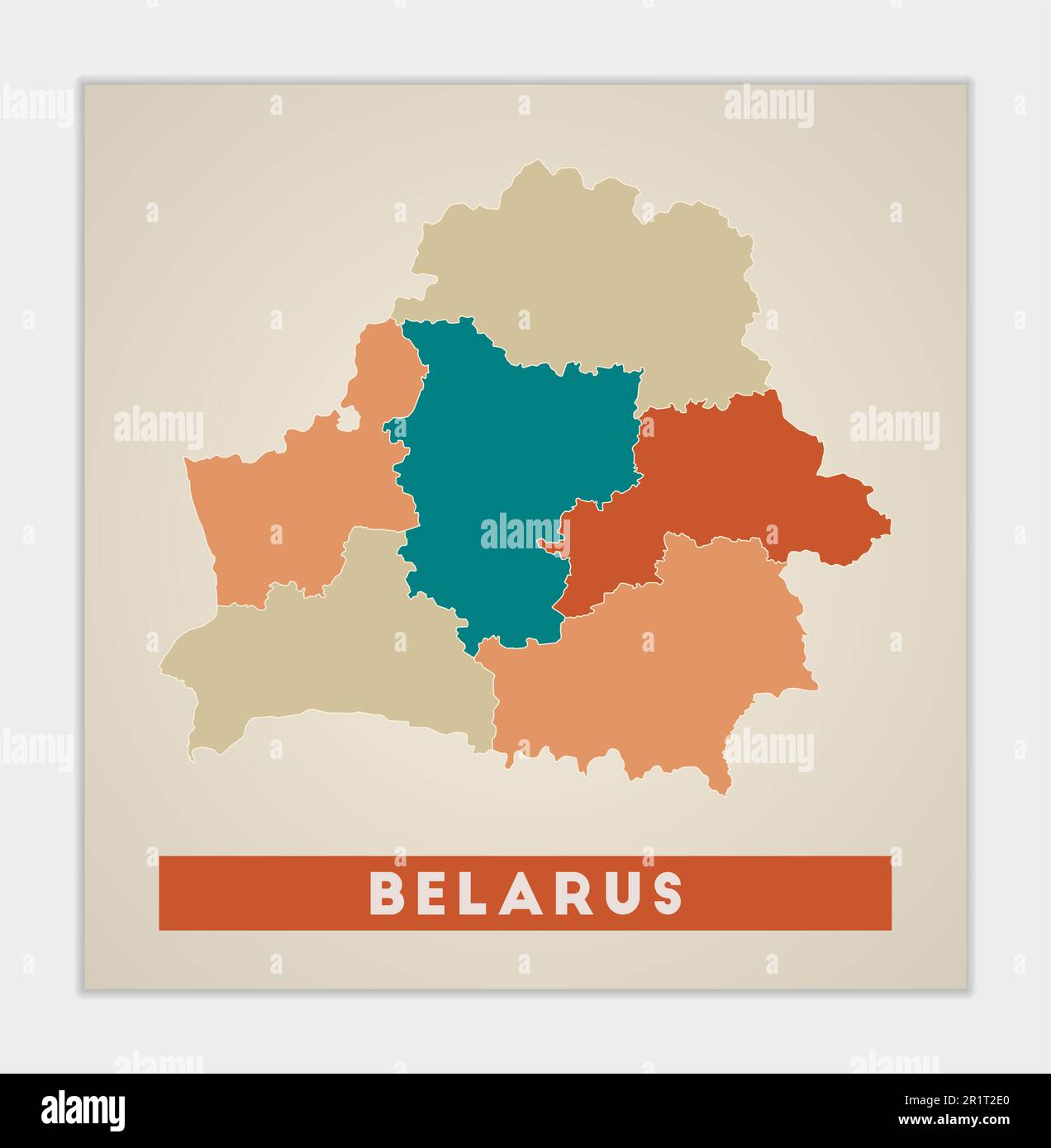 Belarus poster. Map of the country with colorful regions. Shape of ...