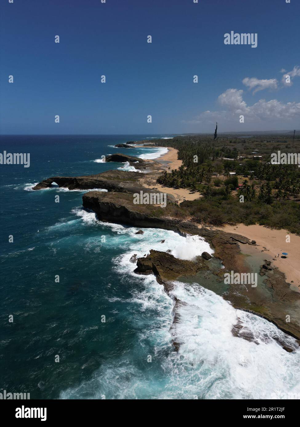 A vertical aerial view of the Cueva del Indio Nature Reserve in Puerto ...