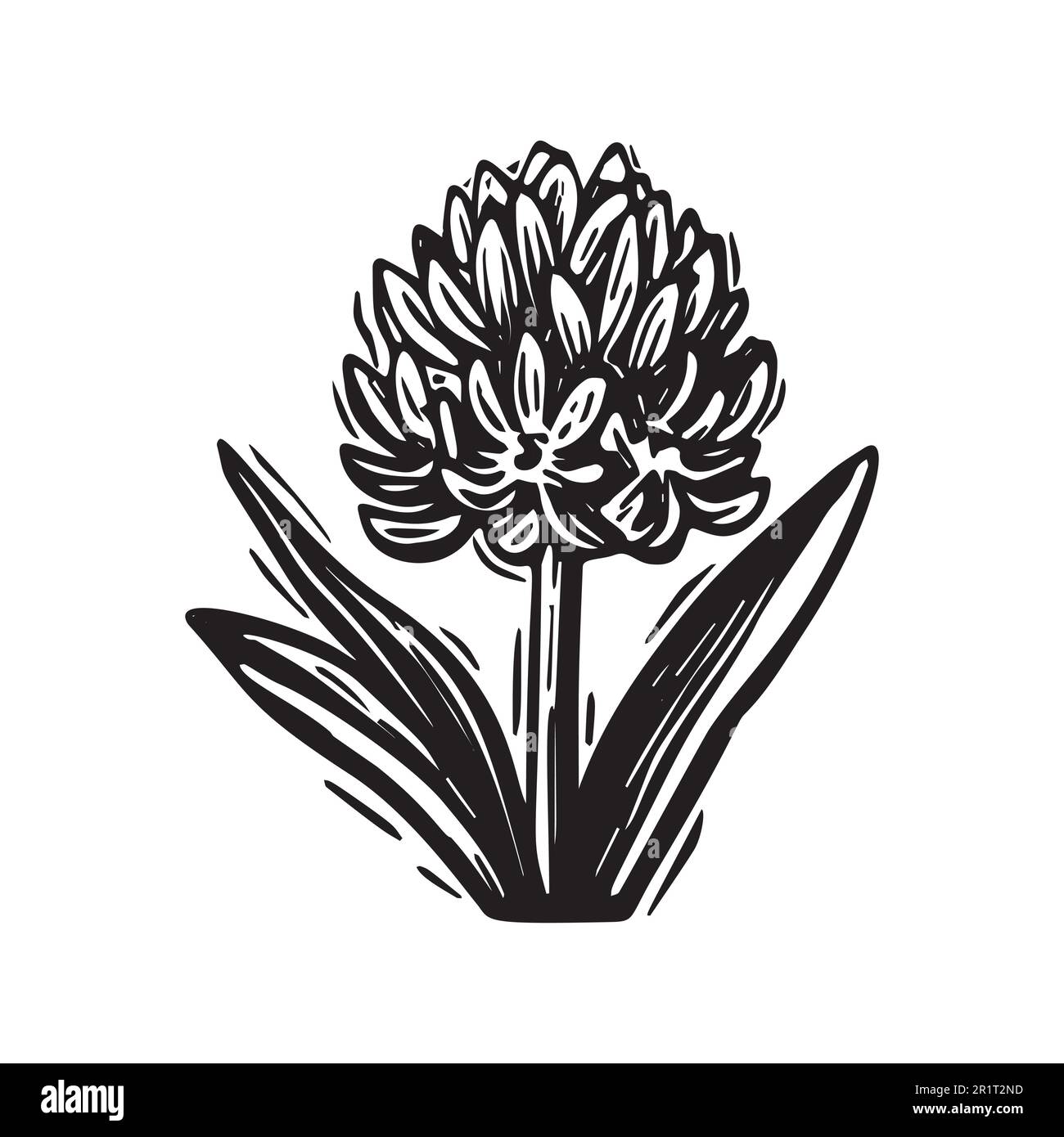 Linotype floral whimsical vector illustration. Handmade design of ...