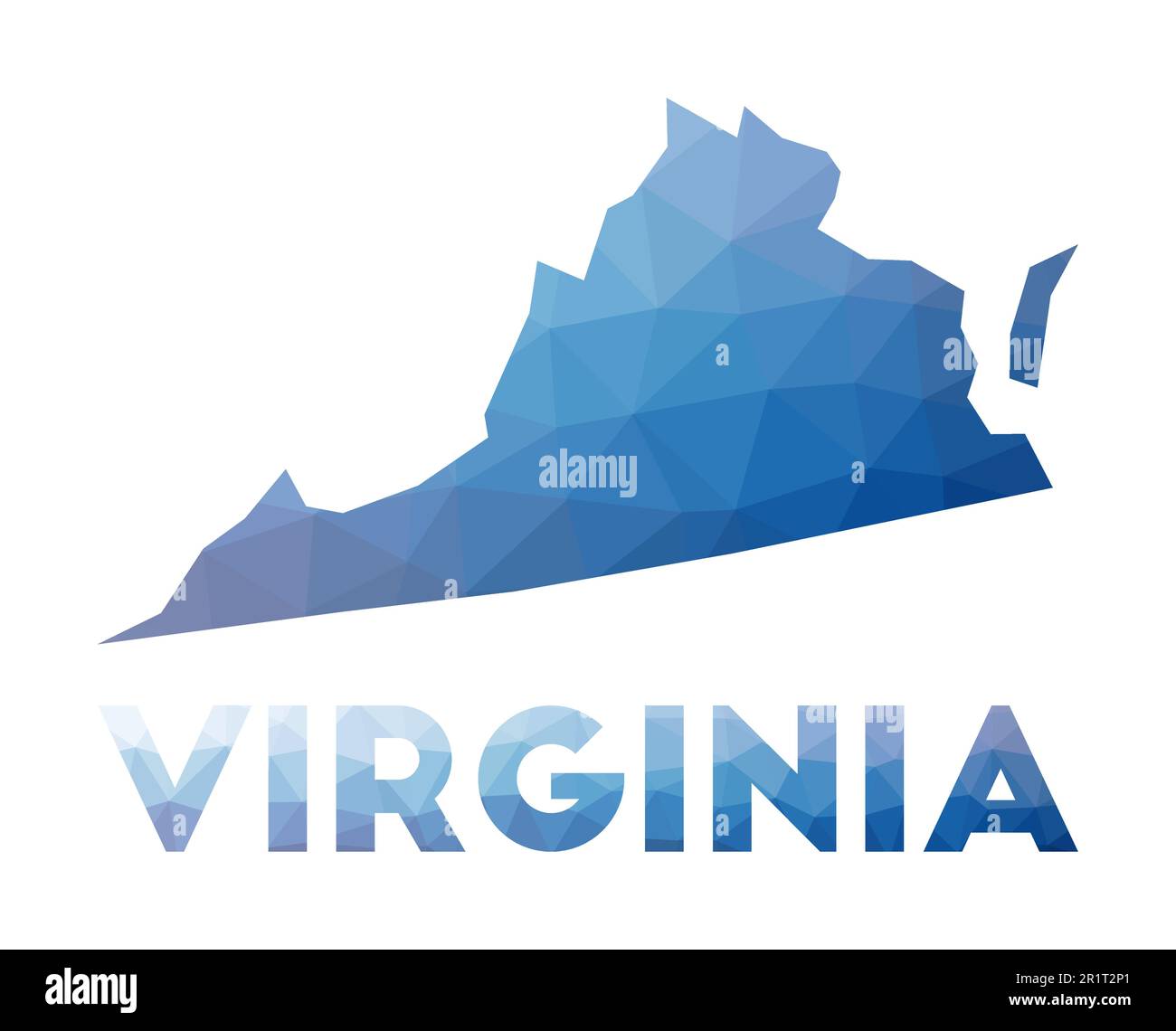 Low poly map of Virginia. Geometric illustration of the US state ...