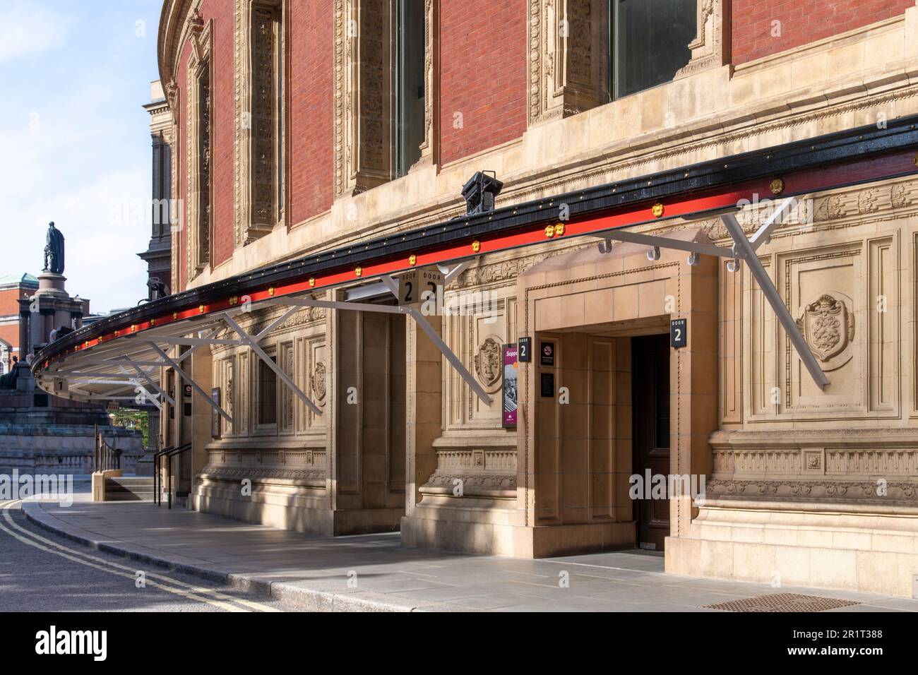 London, England-August 2022; Side view with entrance doors of the Royal ...