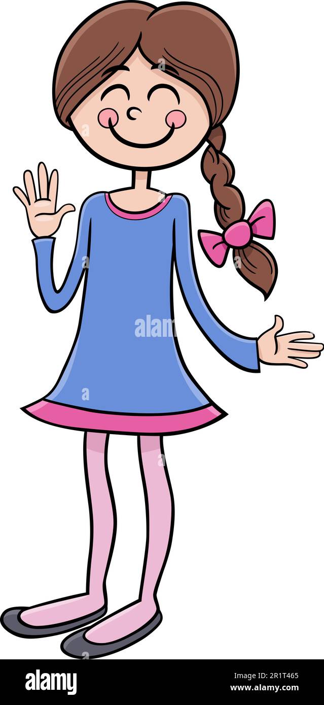 Cartoon illustration of elementary or teen age girl comic character ...
