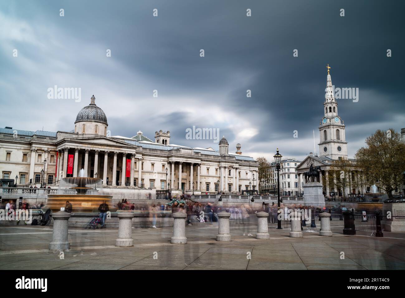 LONDON, UK - APRIL 3, 2019: Trafalgar Square featuring The National ...