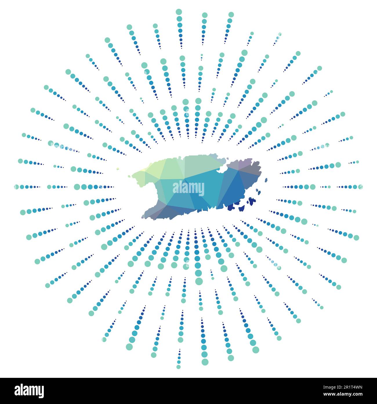 Shape of Vis, polygonal sunburst. Map of the island with colorful star ...