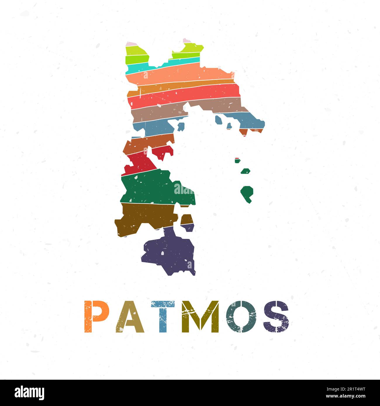 Patmos map design. Shape of the island with beautiful geometric waves ...