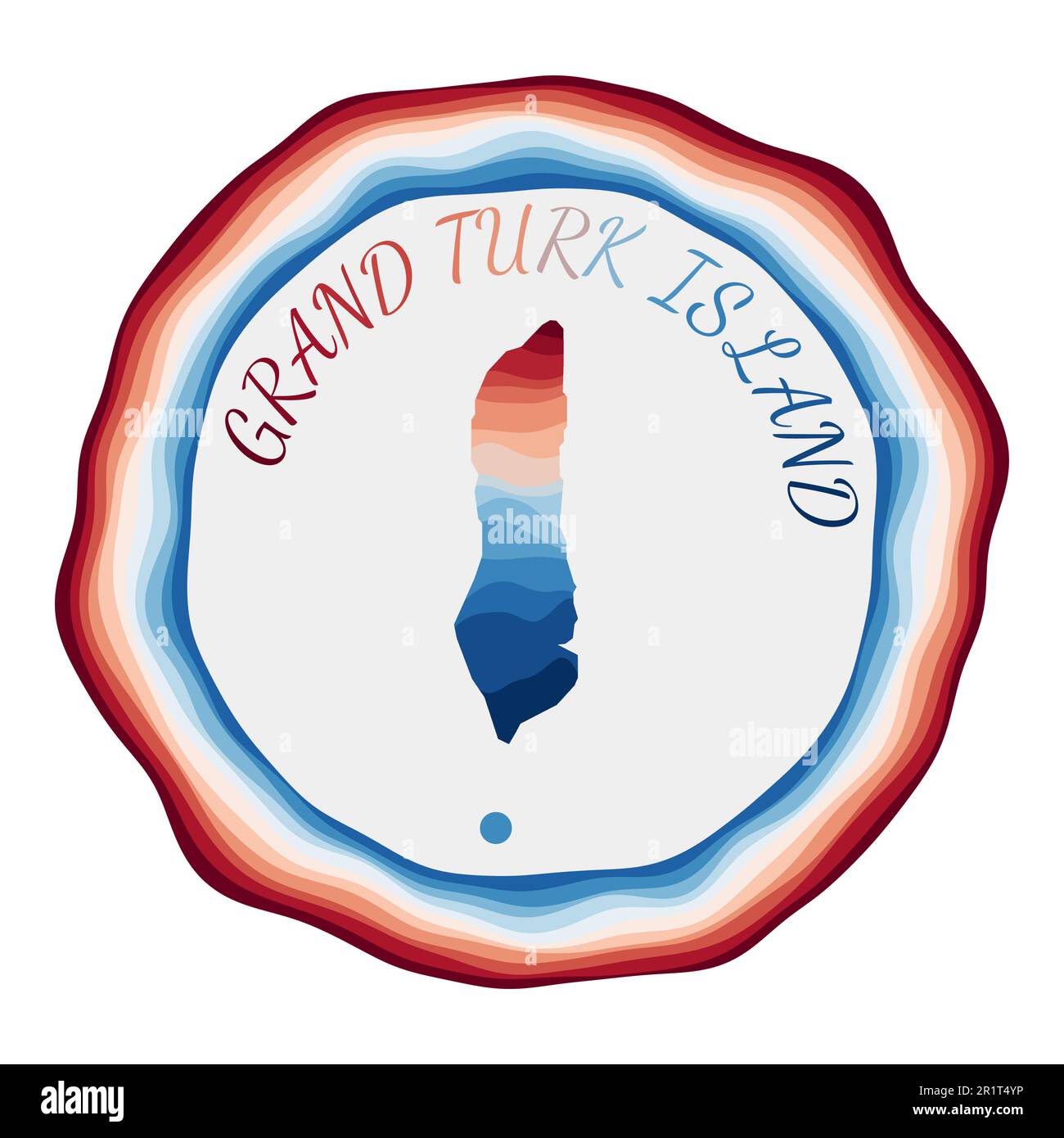 Grand Turk Island badge. Map of the island with beautiful geometric ...