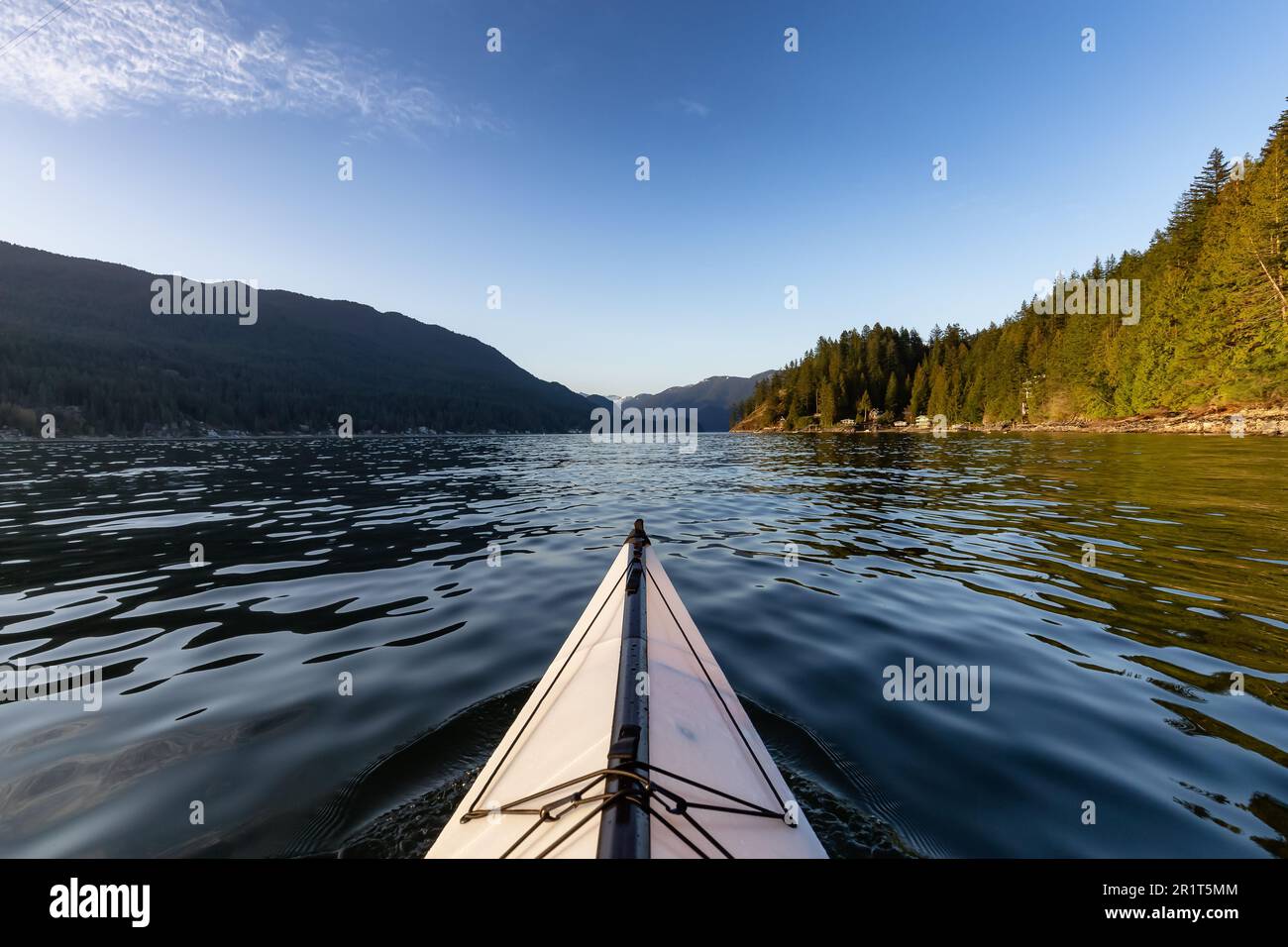 Kayaking in Indian Arm near Belcarra, Vancouver, BC, Canada Stock Photo ...