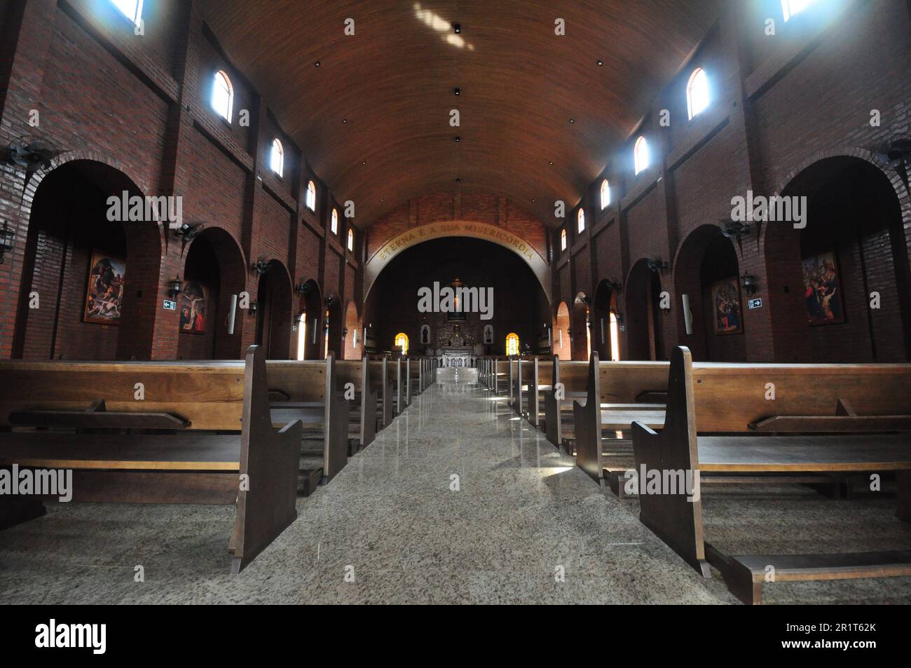 Monastery of the catholic church with wide angle view of the inner part ...