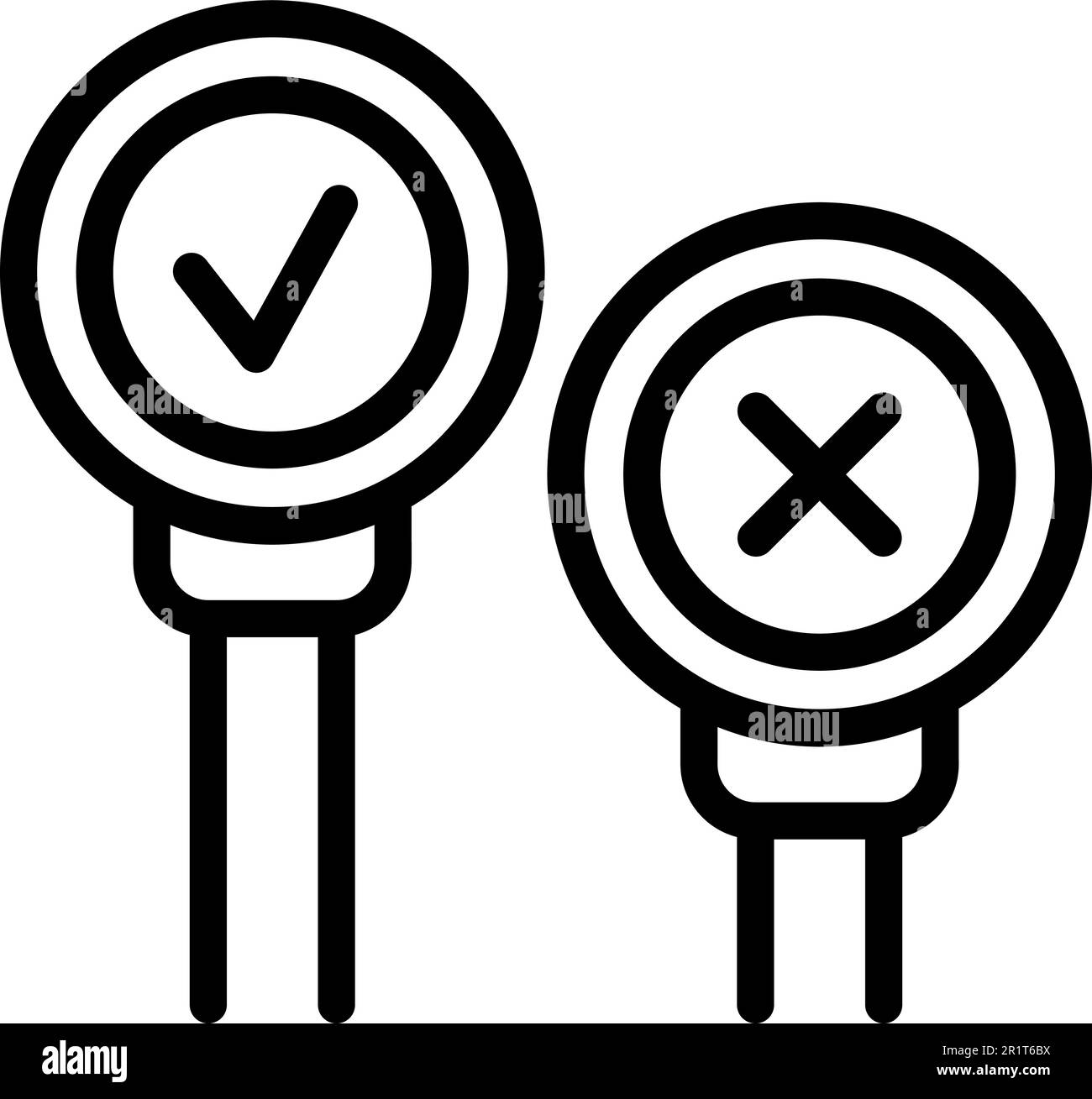 Approved and rejected project icon outline vector. Idea report. Rocket ...
