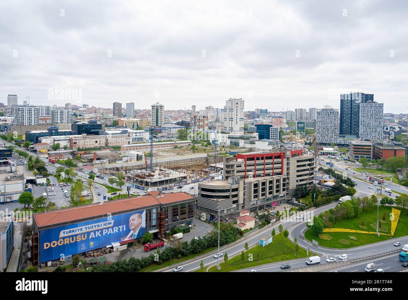 Beautiful Aerial view of Istanbul city roads and traffic Stock Photo ...